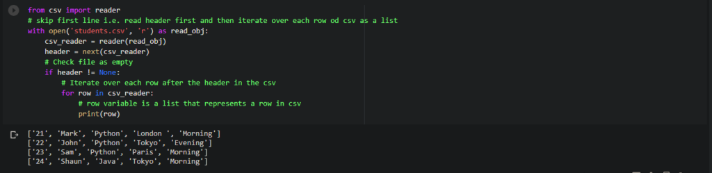 Python Read A Csv File Line By Line With Or Without Header Python Programs