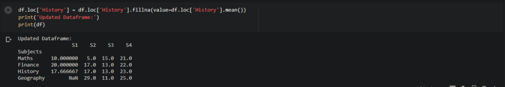 Pandas Replace Nan With Mean Or Average In Dataframe Using Fillna Python Programs