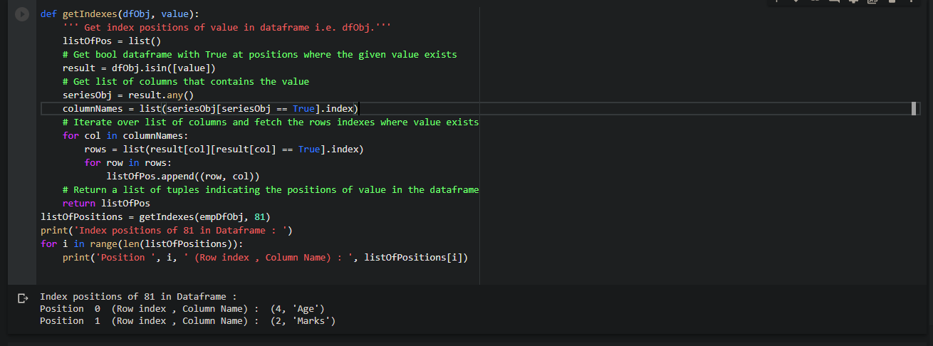 Python Find Indexes Of An Element In Pandas Dataframe Python Pandas 