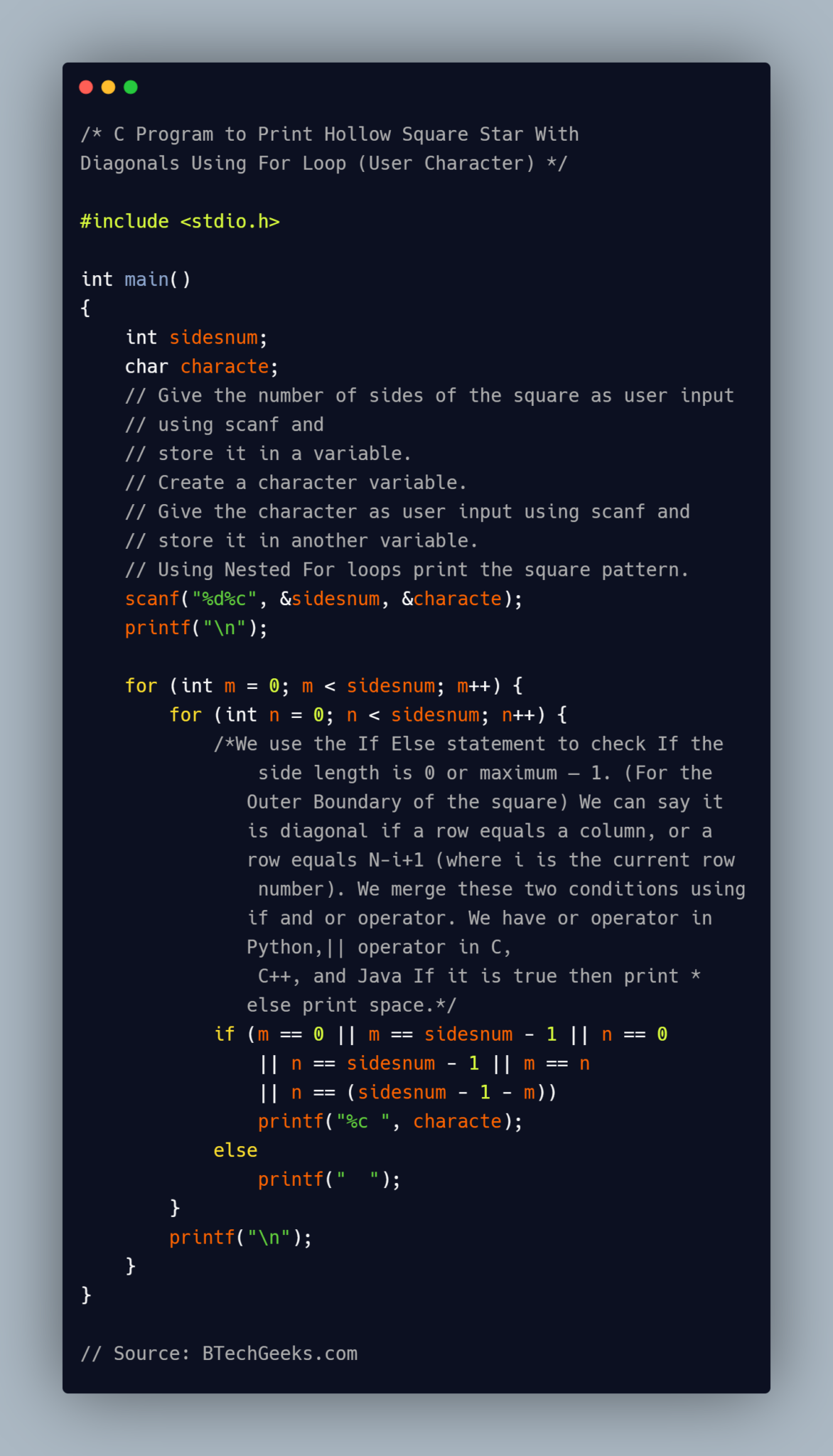 Python Program to Print Hollow Square Star With Diagonals - Python Programs